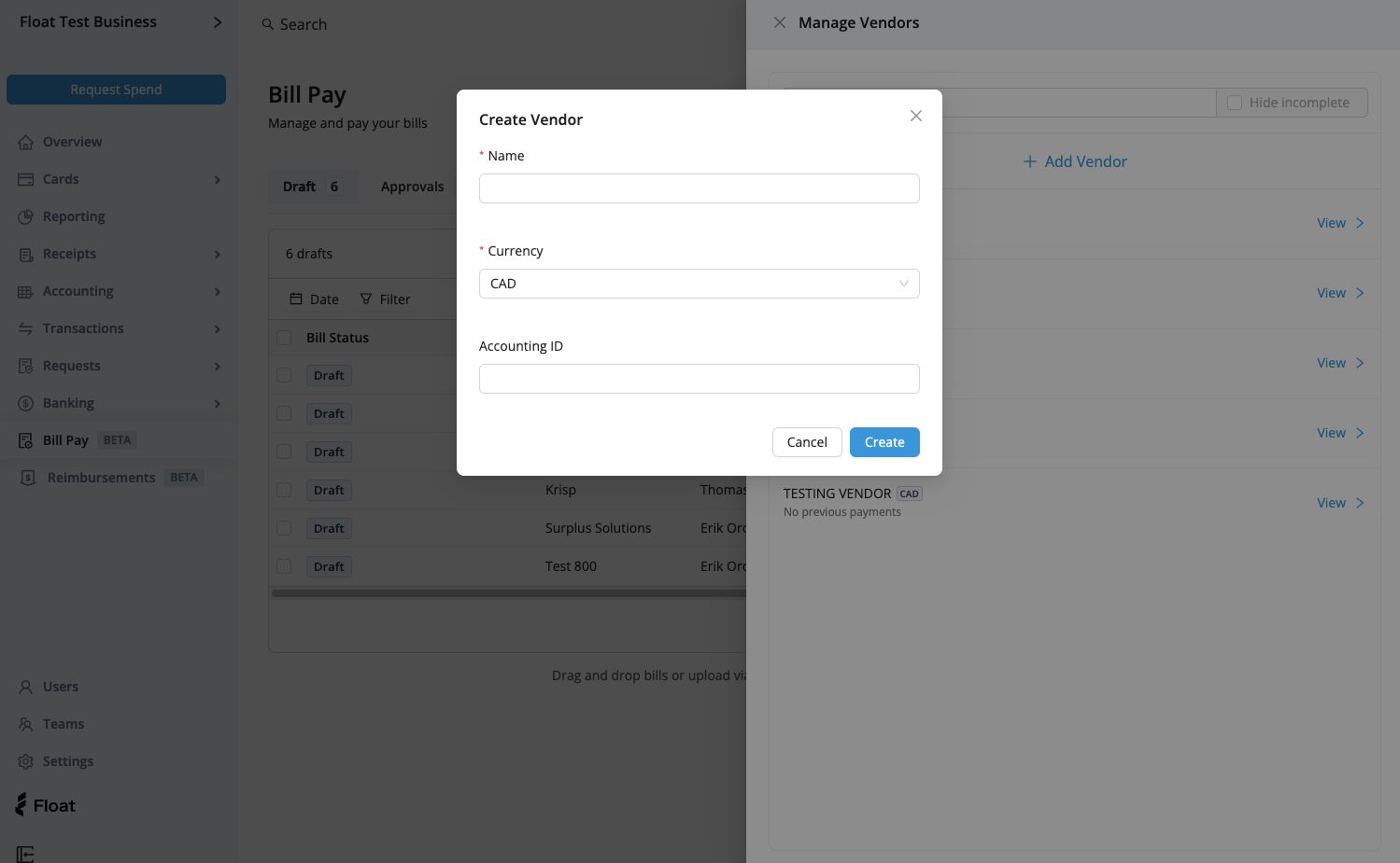 Setting Up Bill Pay – Float Help Centre