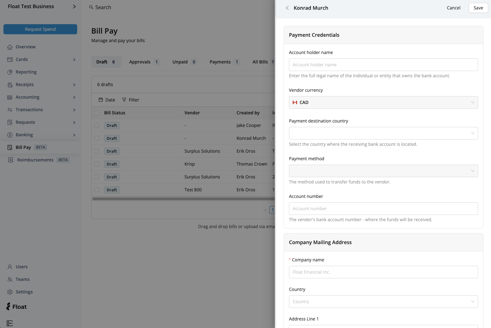 Setting Up Bill Pay – Float Help Centre