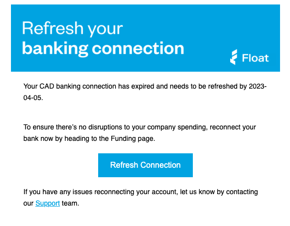 Actualisation du flux en direct pour votre connexion bancaire – Centre d'aide Float