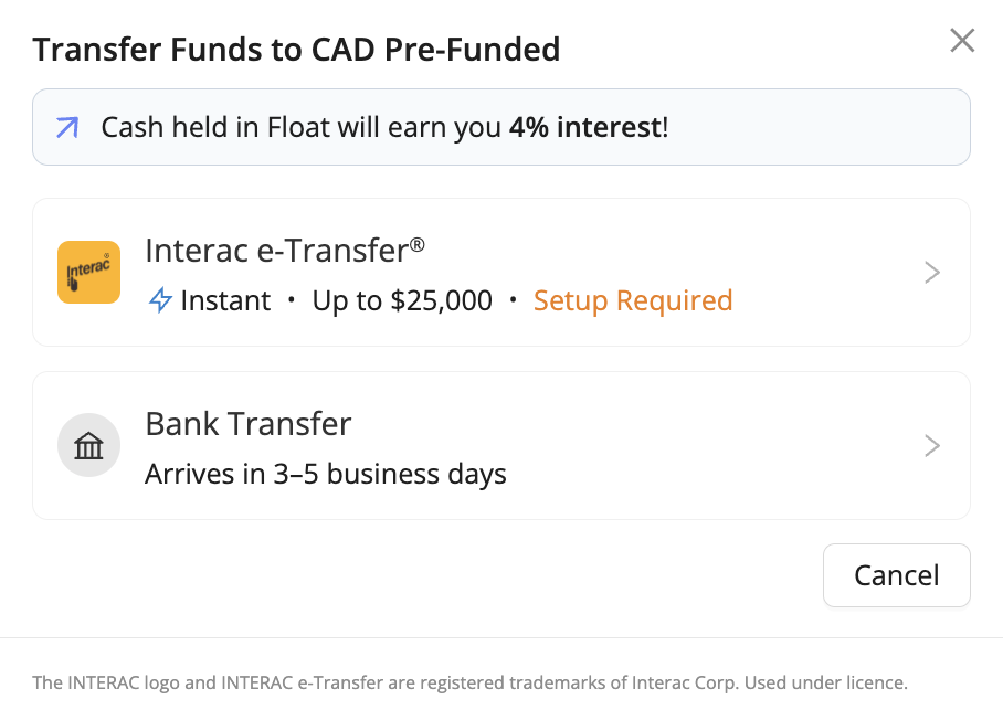 Interac e-Transfer: Fund Your Business with up to $25k CAD Instantly* – Float Help Centre